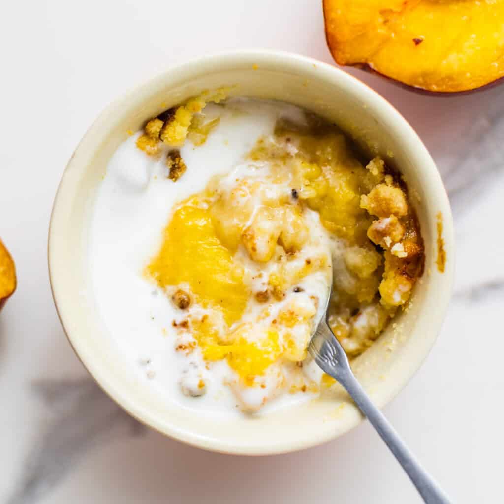Air Fryer Peach Cobbler - Ambitious Foodie