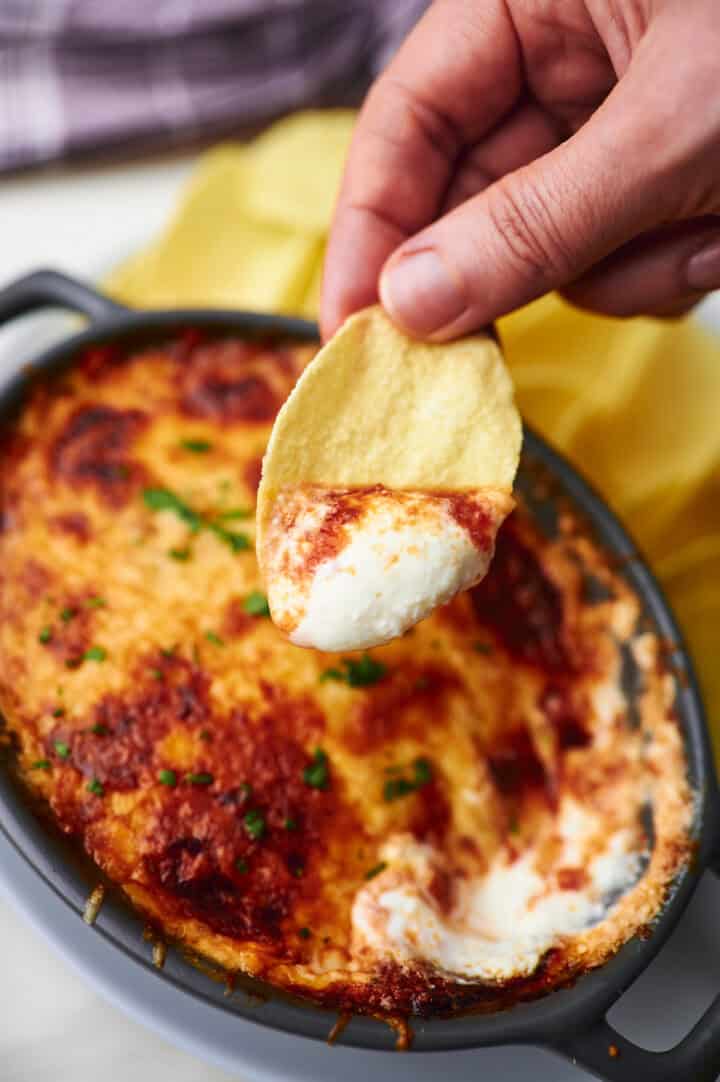 Baked Cream Cheese Salsa Dip (Quick & Easy!) - Ambitious Foodie