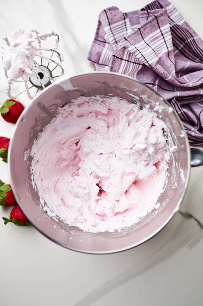 Easy Strawberry Whipped Cream Frosting (20-Minutes!) - Ambitious Foodie