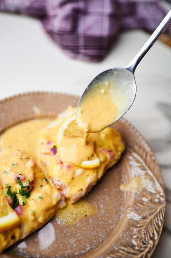 Baked Fish with Lemon Cream Sauce - Ambitious Foodie