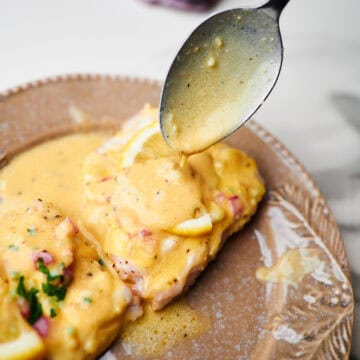 Baked Fish with Lemon Cream Sauce - Ambitious Foodie